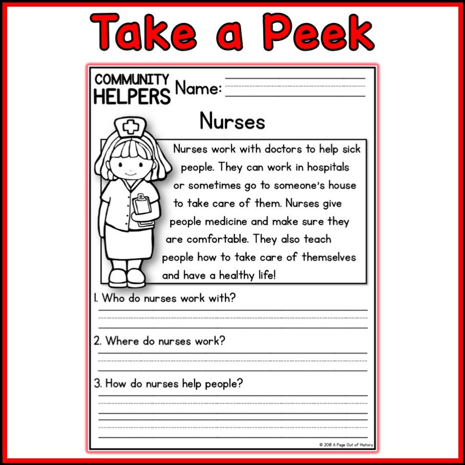 K-2 Reading Comprehension Worksheets, Community Helpers Passages, First ...