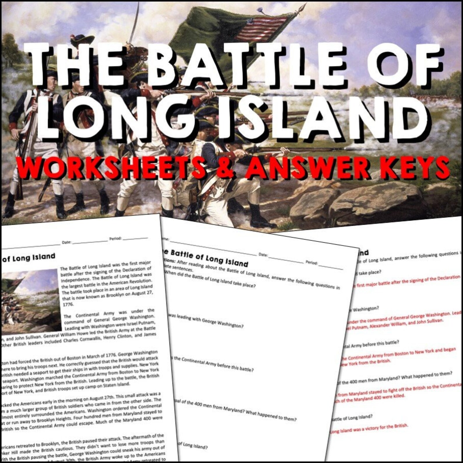 Battle of Long Island Reading Worksheets and Answer Keys | 6-12 ...