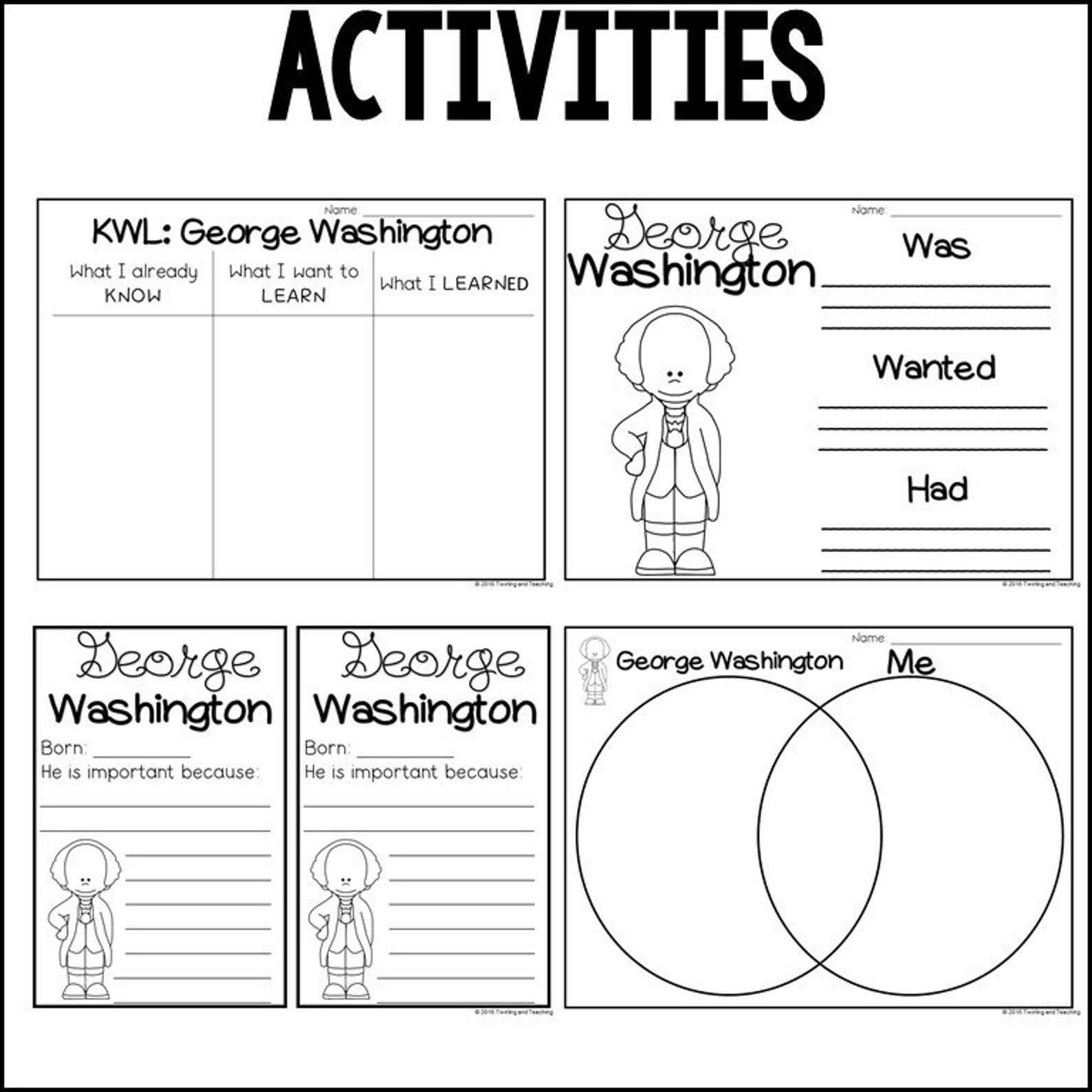 George Washington Biography Unit Pack | 3-5 | Homeschool | Social ...