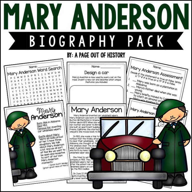 Mary Anderson Biography Unit, Famous Inventors Reading Comprehension ...