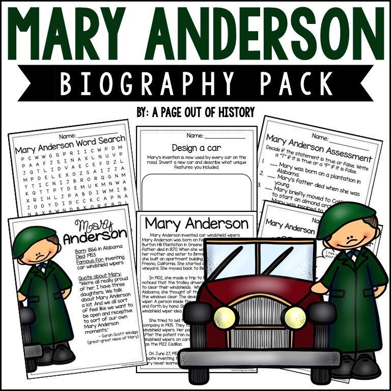 Printable Mary Anderson Biography Unit | No Prep Reading Comprehension ...