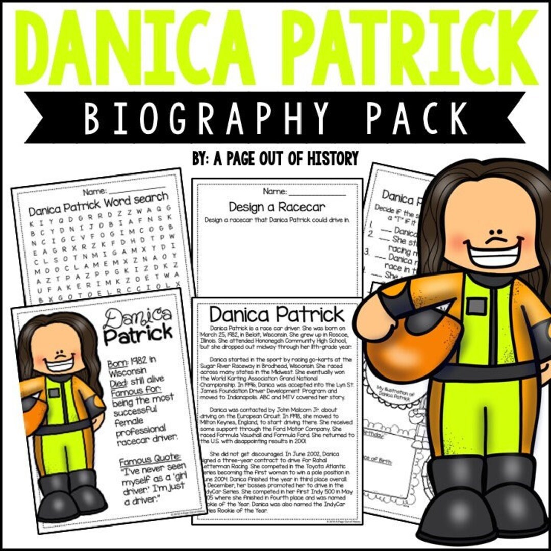 Danica Patrick Biography Unit Pack 3-5 Homeschool Social Studies ...