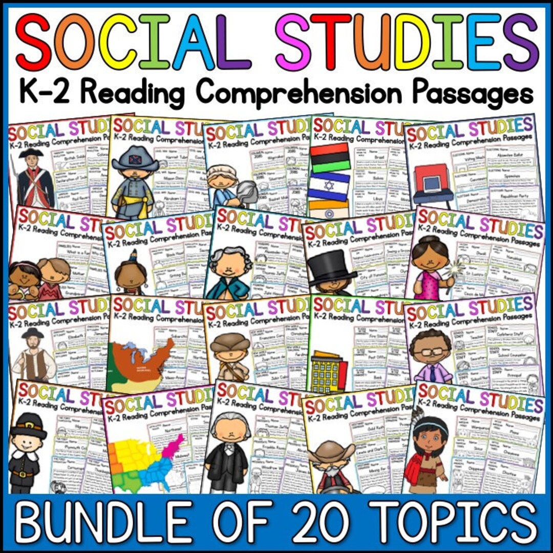 K-2 Social Studies Reading Comprehension Passages Bundle Homeschool ...
