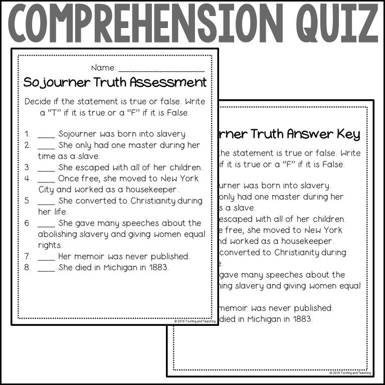 Sojourner Truth Biography Unit Pack | 3-5 | Homeschool | Social Studies ...