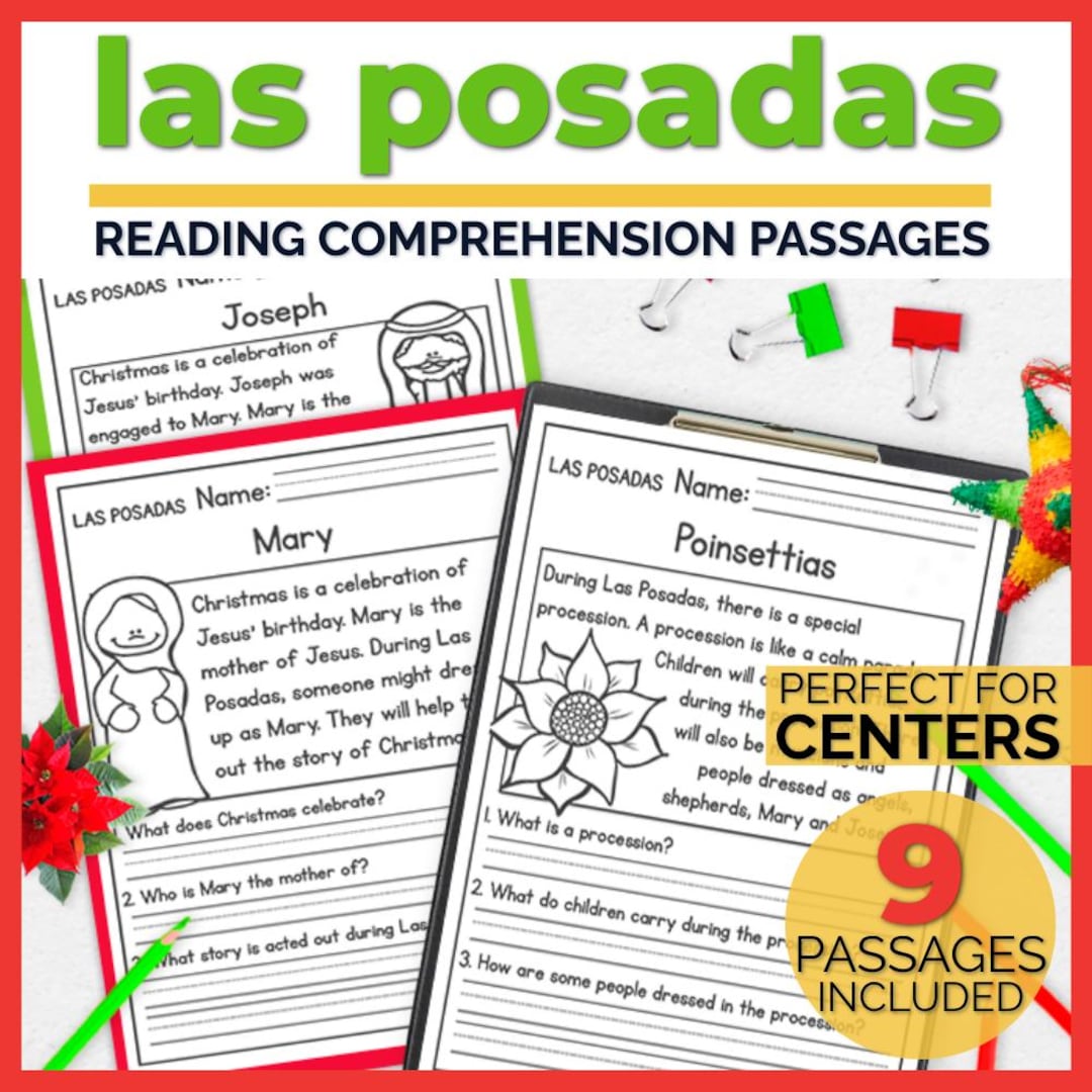 1st 2nd Grade K-2 Reading Comprehension Worksheets, Las Posadas ...