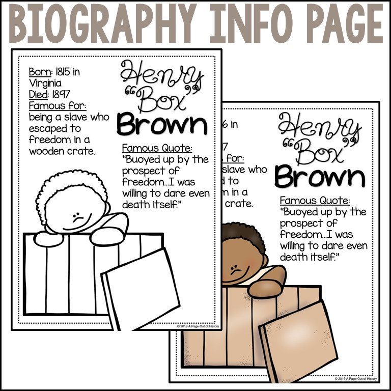 Henry Box Brown Biography Unit Pack | 3-5 | Homeschool | Social Studies ...