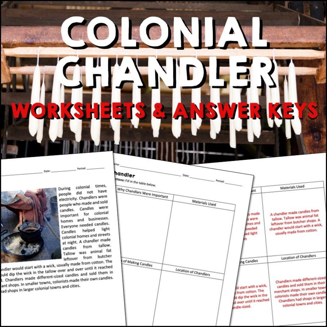 Colonial Chandler Reading Worksheets & Answer Keys, American Revolution ...