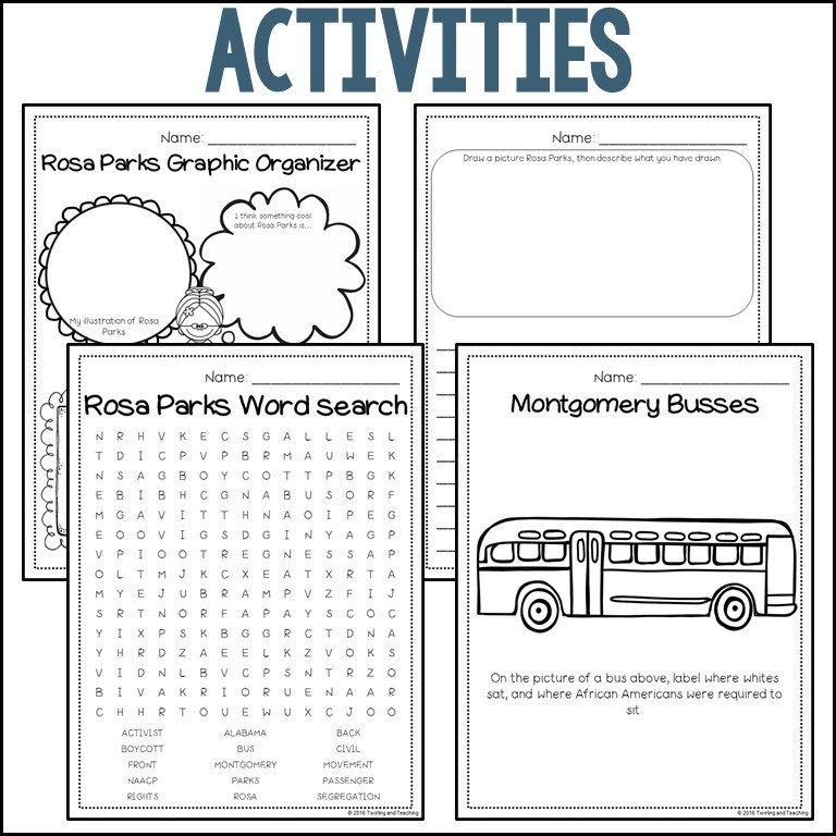 Rosa Parks Biography Activities for 3rd 4th 5th Grade | No Prep ...