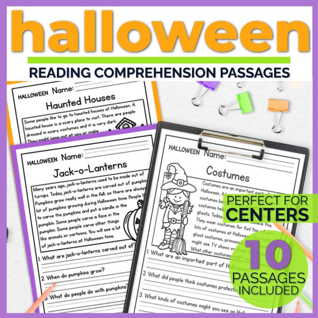 Halloween Reading Comprehension Bundle – 15 K–2 Printable Passages ...