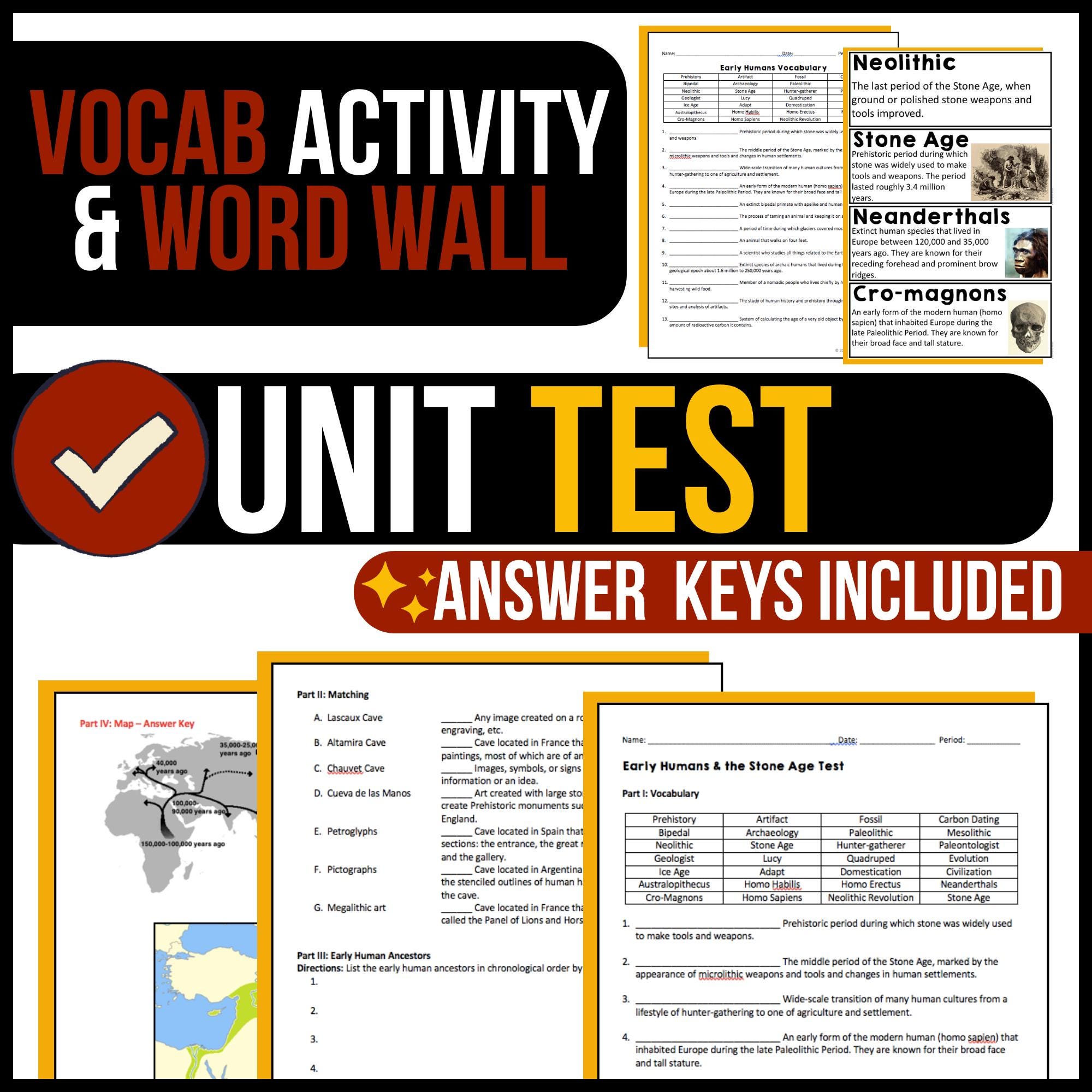 Early Humans Stone Age Unit Pages, Complete Prehistory Lesson Plan With ...