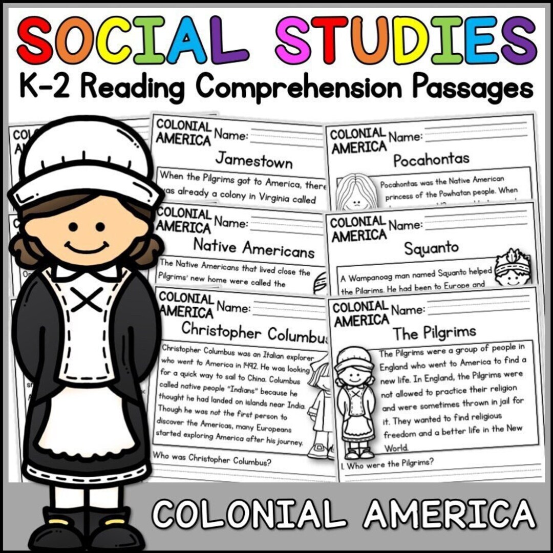 Colonial America Reading Comprehension Passages | K-2 | Homeschool ...