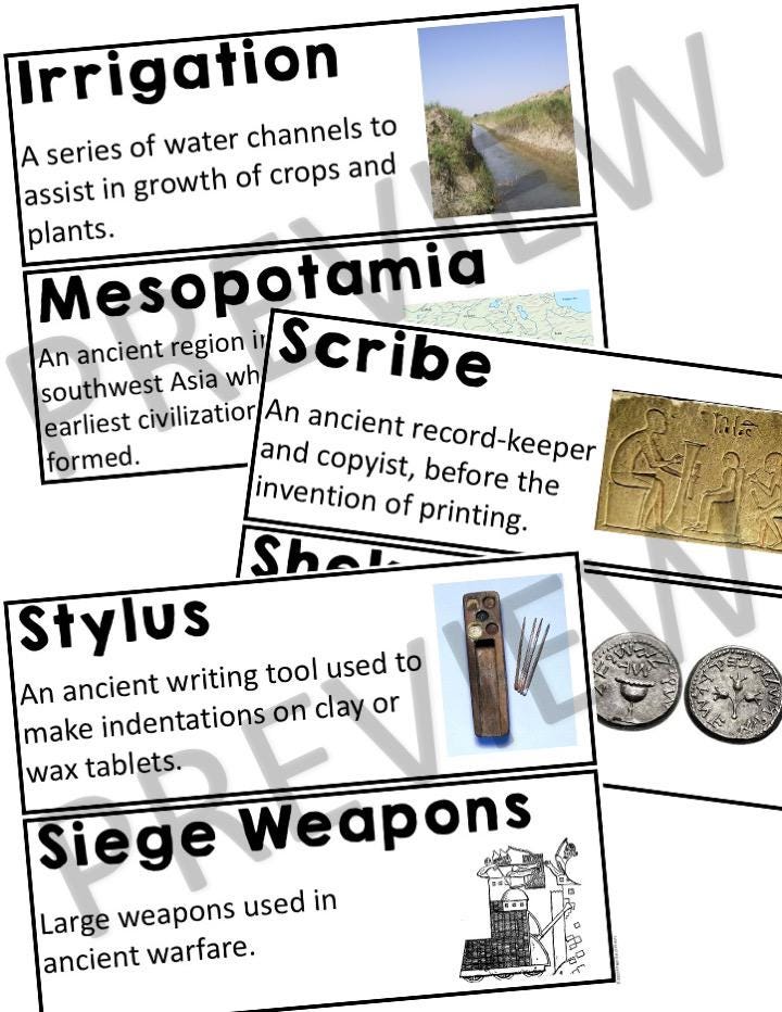 Ancient Mesopotamia Word Wall and Vocabulary Activities - Etsy
