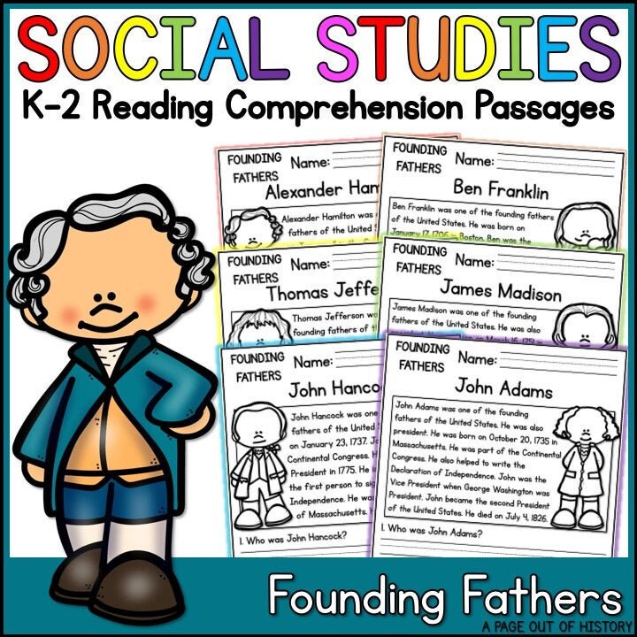 Founding Fathers Reading Comprehension Passages K-2 Homeschool | Etsy
