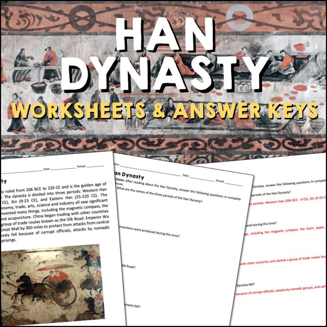 Han Dynasty Reading Practice Worksheets and Answer Key, Ancient India ...