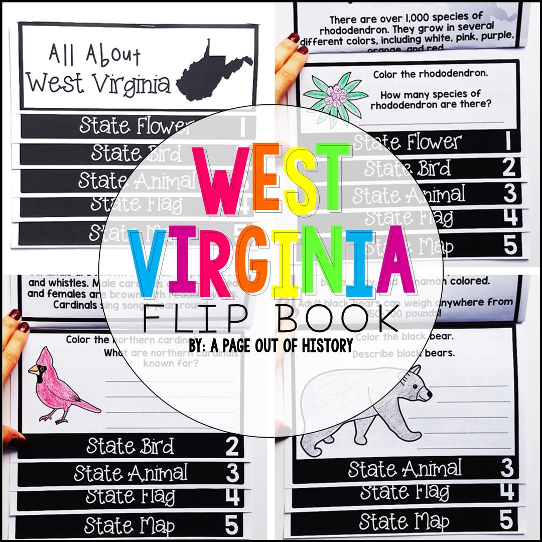 West Virginia 3rd-5th Grade State Lesson | Symbols, Map, Flag, Reading ...