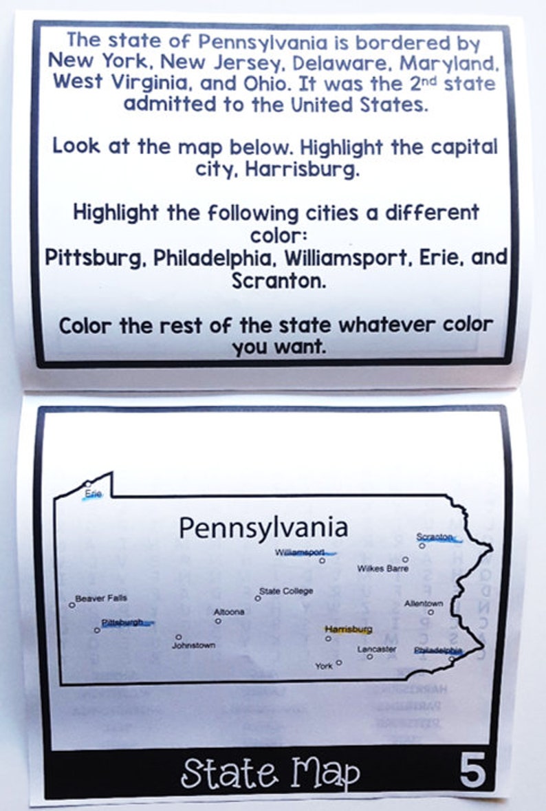Pennsylvania 3rd-5th Grade State Lesson | Symbols, Map, Flag, Reading ...