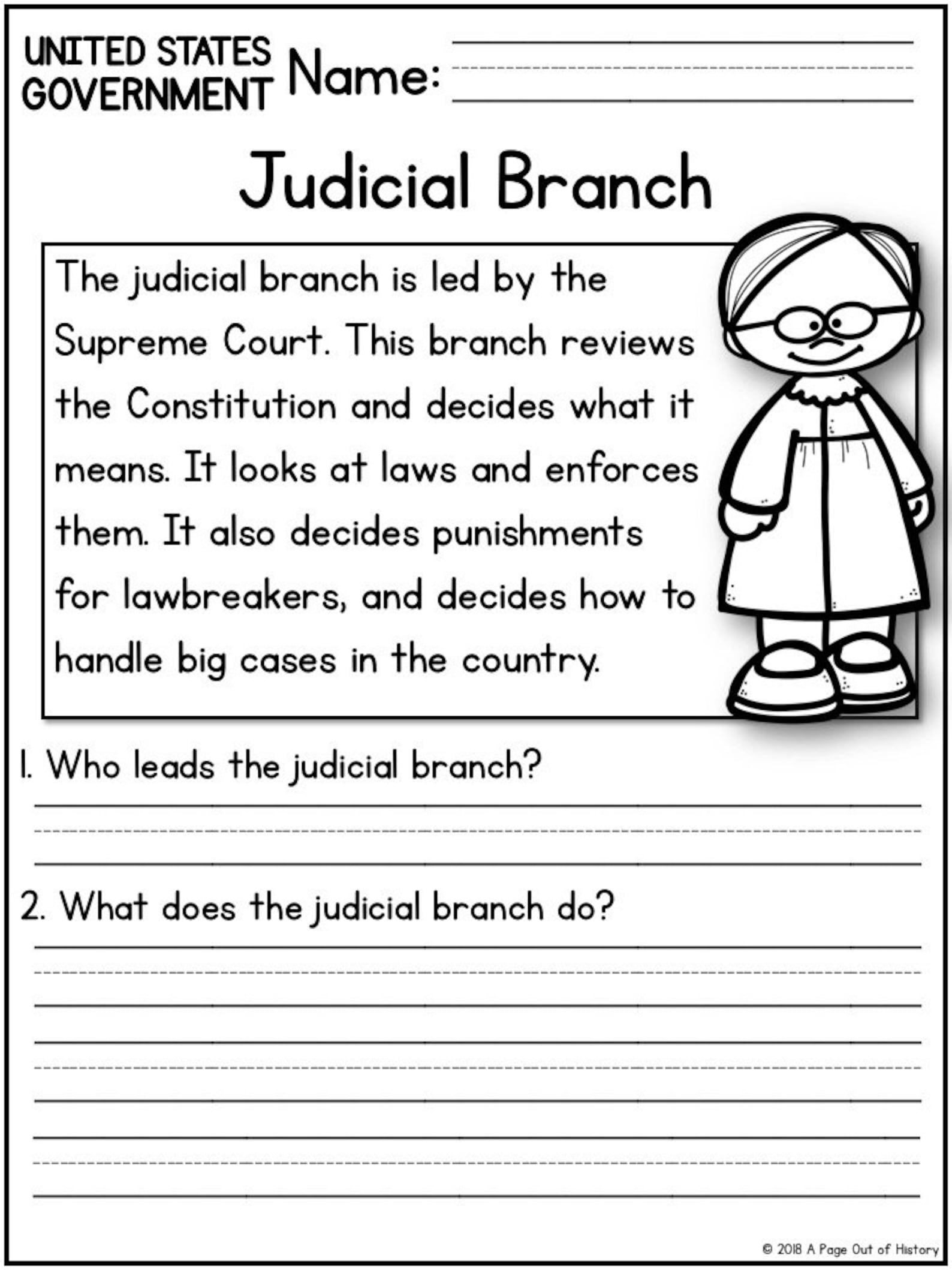 US Government Reading Comprehension Passages K-2 Homeschool | Etsy
