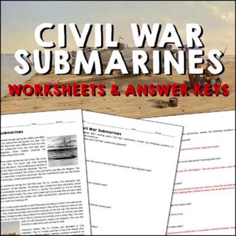 Civil War Submarines Reading Worksheets and Answer Keys, Homeschool and ...