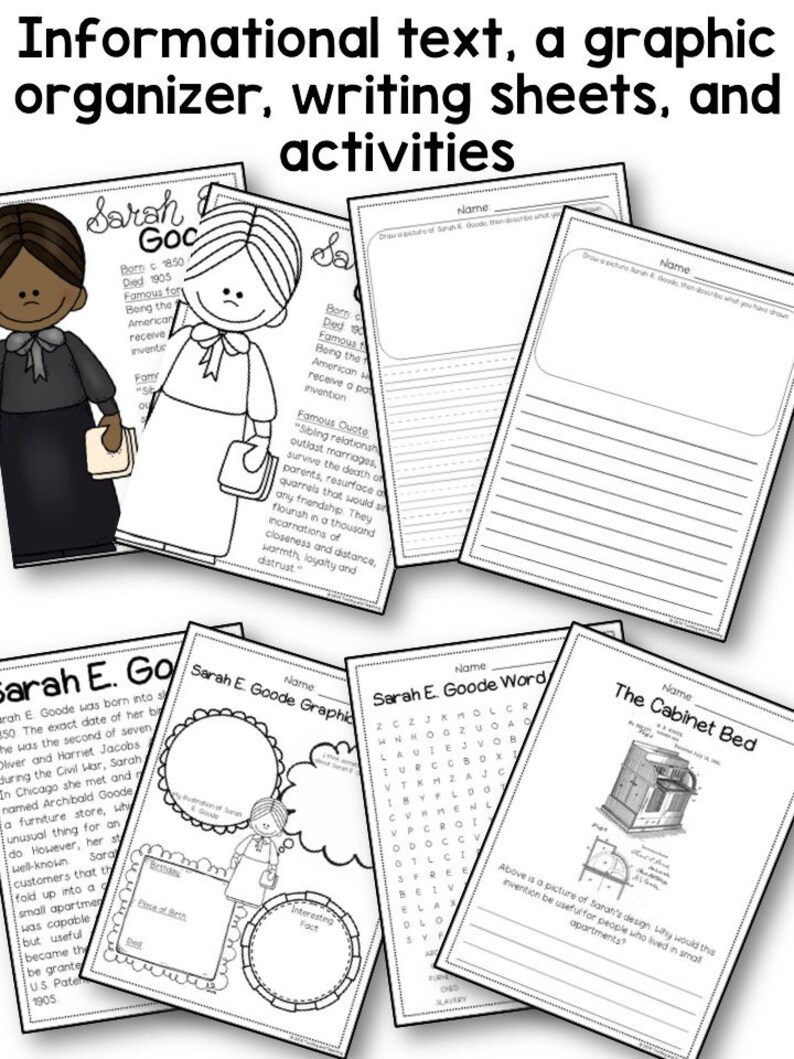 Sarah E Goode Biography Unit Pack | 3-5 | Homeschool | Social Studies ...