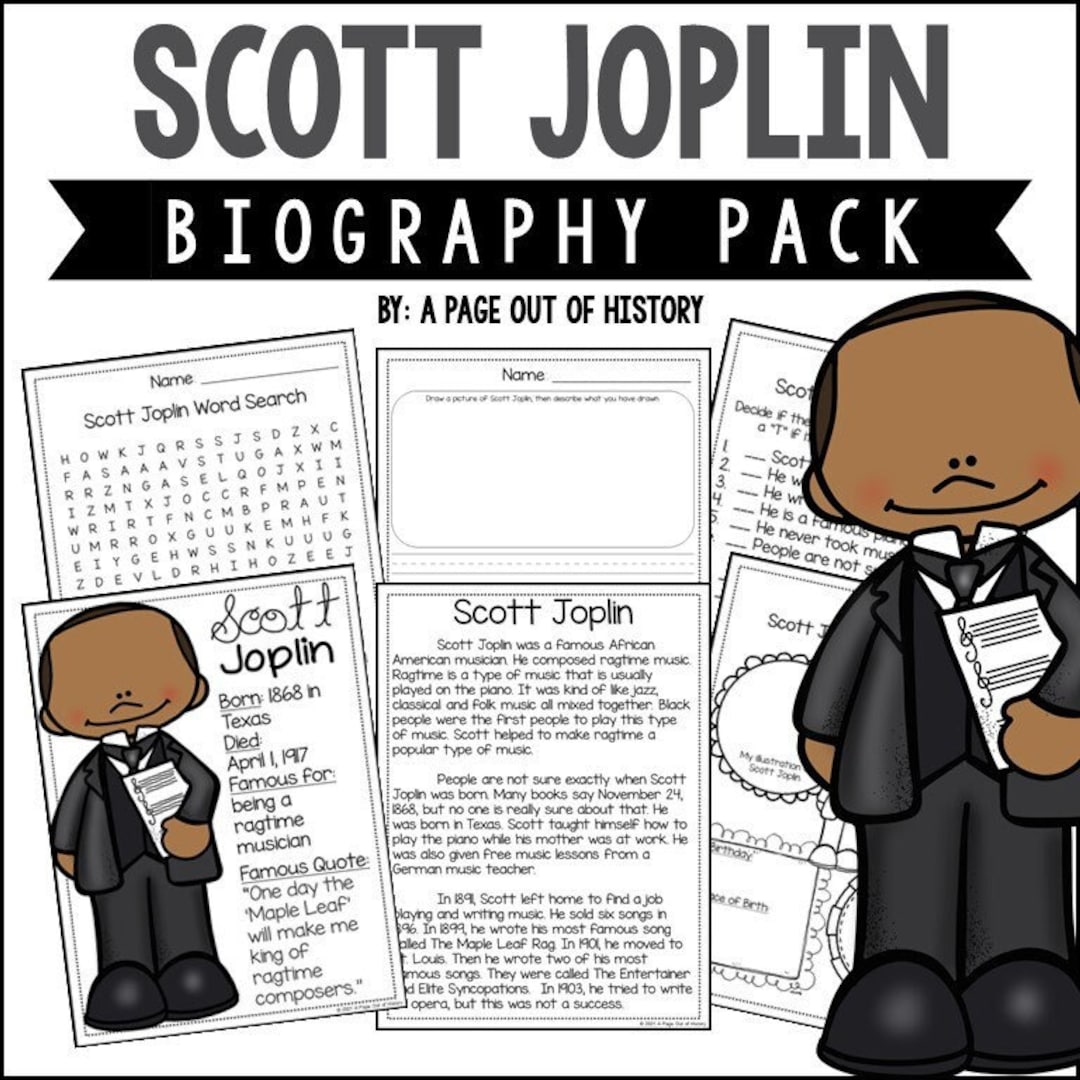 Scott Joplin Biography Unit Pack | 3-5 | Homeschool | Social Studies ...