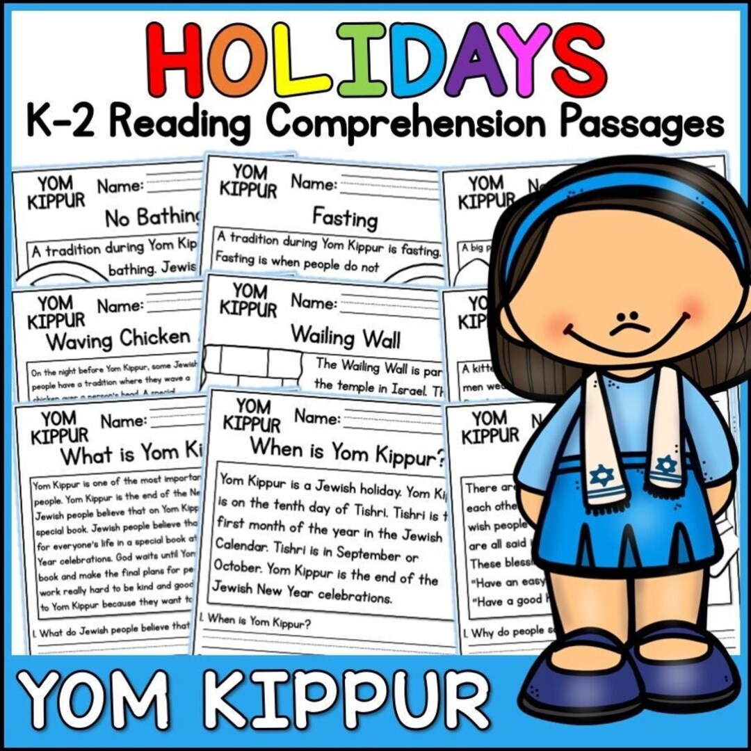 Yom Kippur Holidays Reading Comprehension Passages | K-2 | Homeschool ...