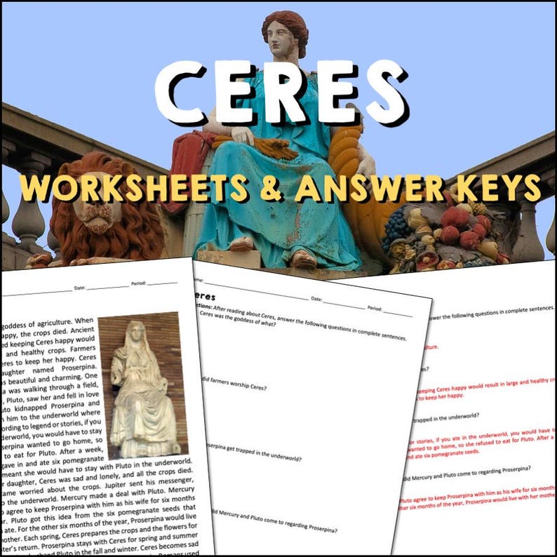 Ceres Roman Mythology Reading Worksheets and Answer Keys - Etsy