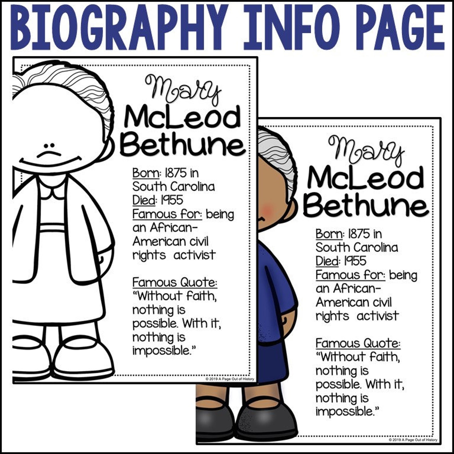 Mary Mcleod Bethune Biography Unit Pack | 3-5 | Homeschool | Social ...