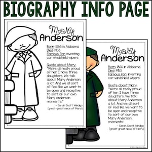 Mary Anderson Biography Unit, Famous Inventors Reading Comprehension ...