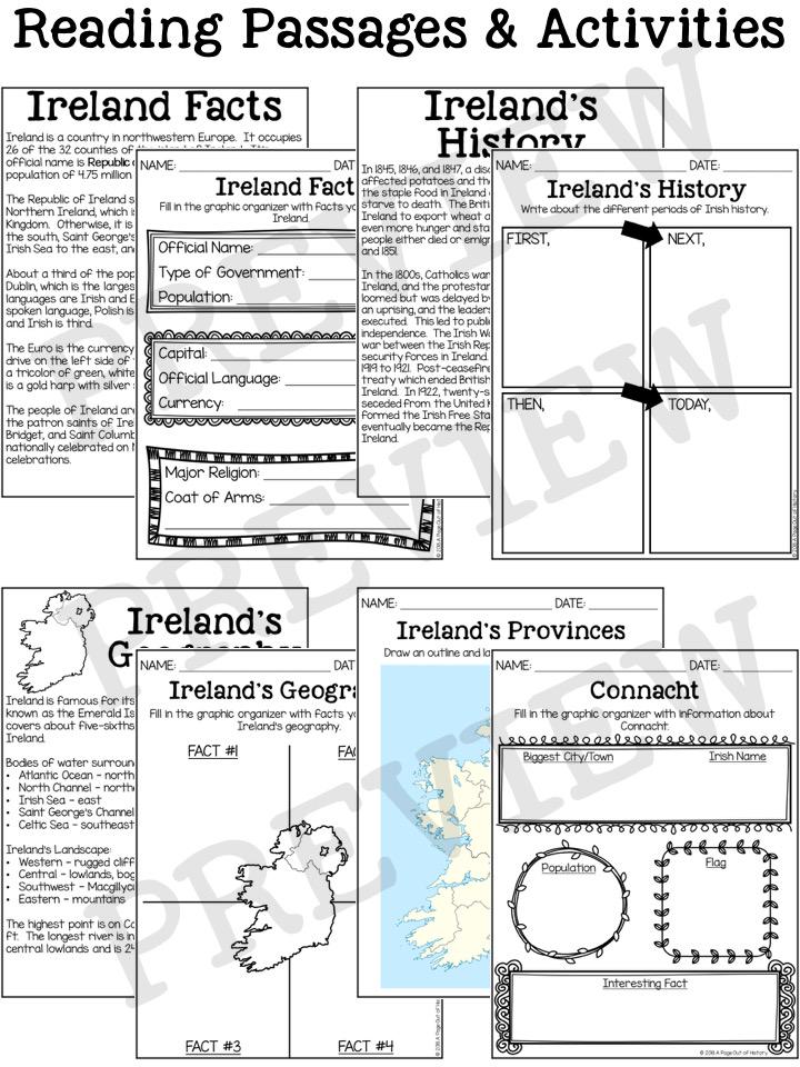 Ireland Country Social Studies Complete Unit, Ireland History Passages ...