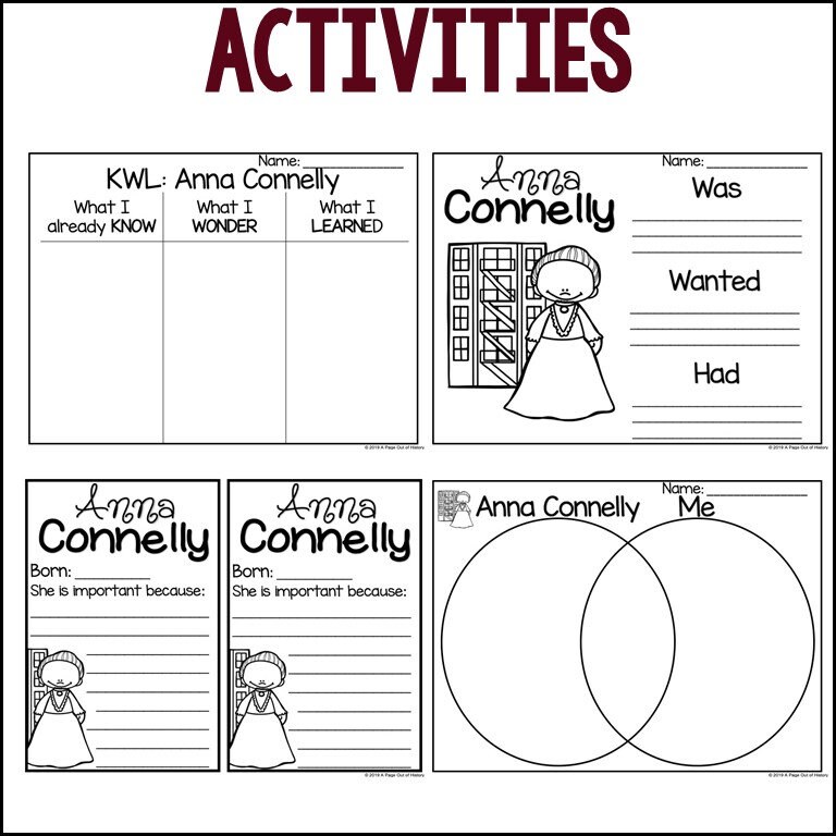 Anna Connelly Biography Unit Pack 3-5 Homeschool Social Studies ...