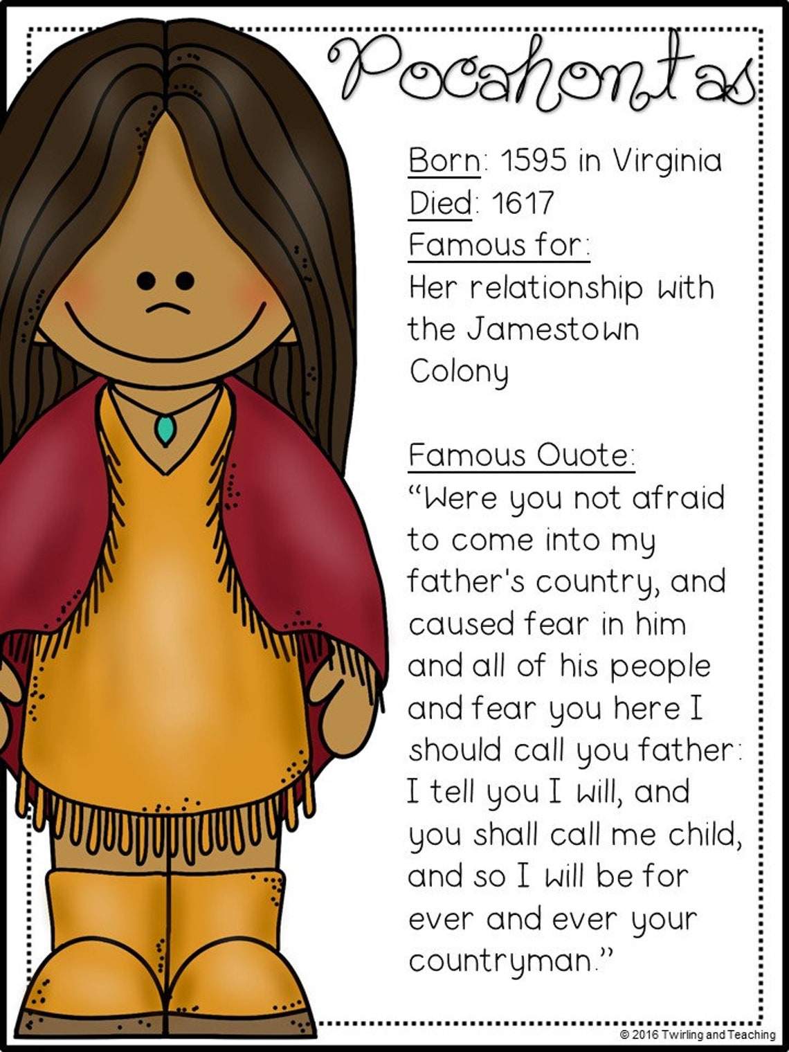Pocahontas Biography Unit Pack 3-5 Homeschool Social Studies Printable ...