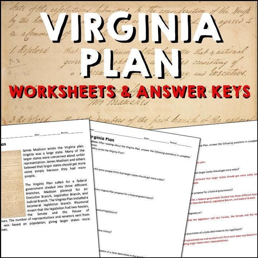 Virginia Plan Plan US Constitution Reading Worksheets Answer Keys ...