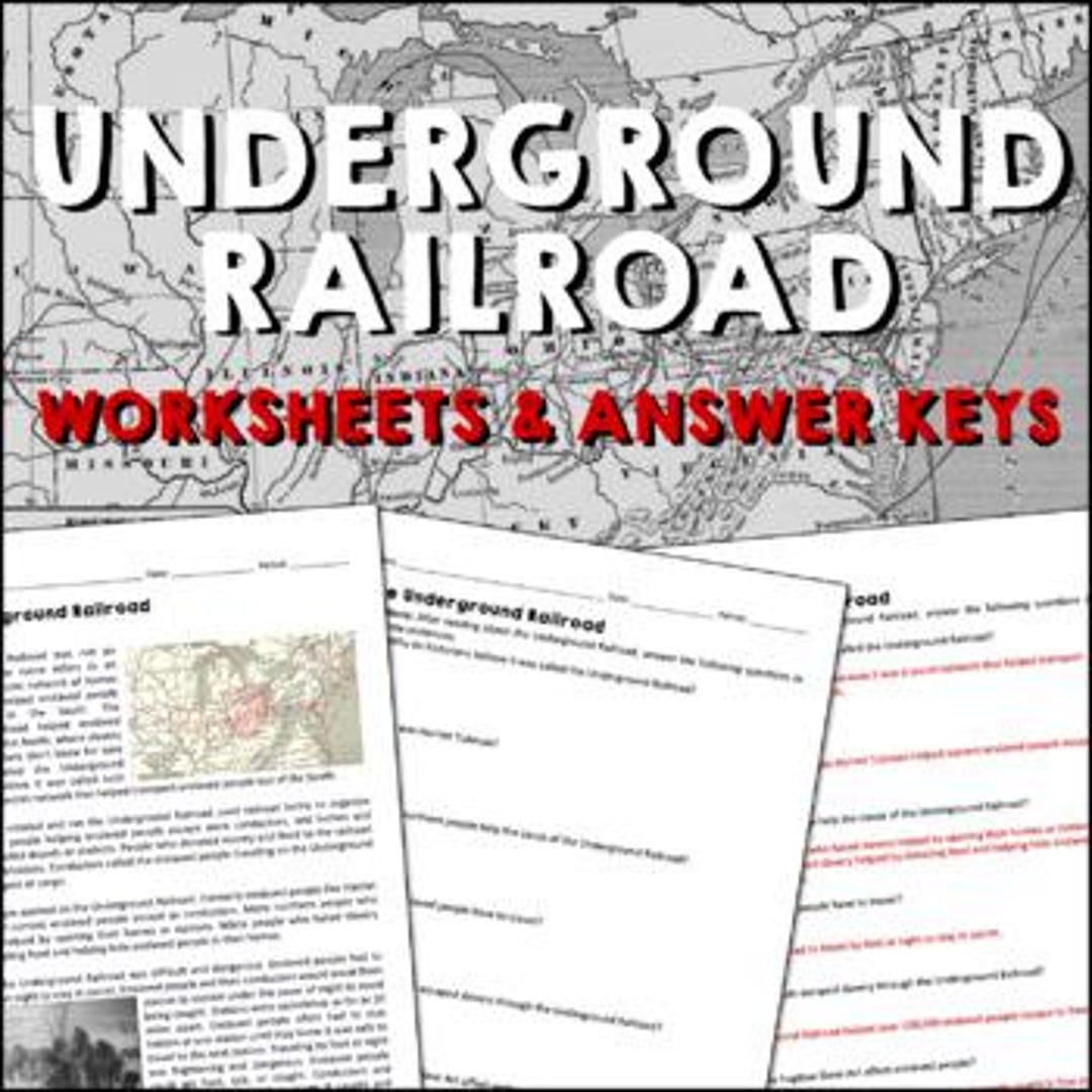 Underground Railroad Civil War Slavery Reading Comprehension Worksheets ...