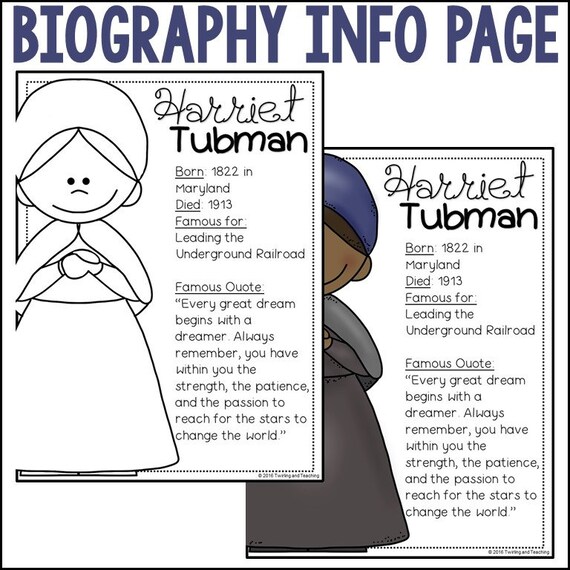 Hojas De Trabajo Imprimibles De Harriet Tubman MES DE LA HISTORIA DE