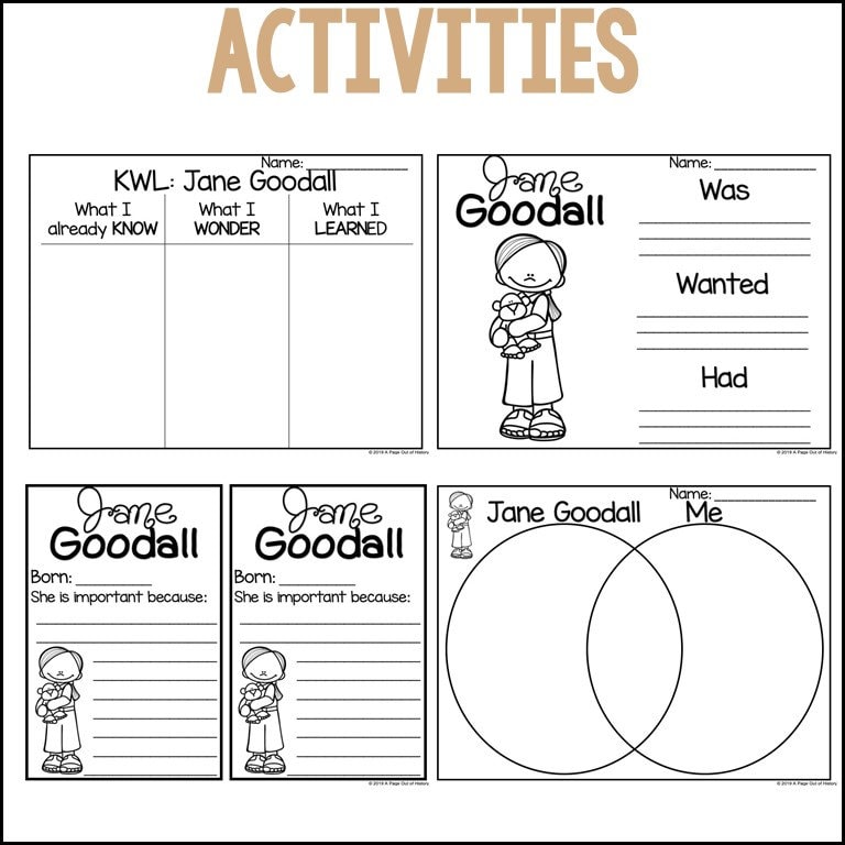 No Prep Printable Biography | Jane Goodall Reading Passage, Timeline ...