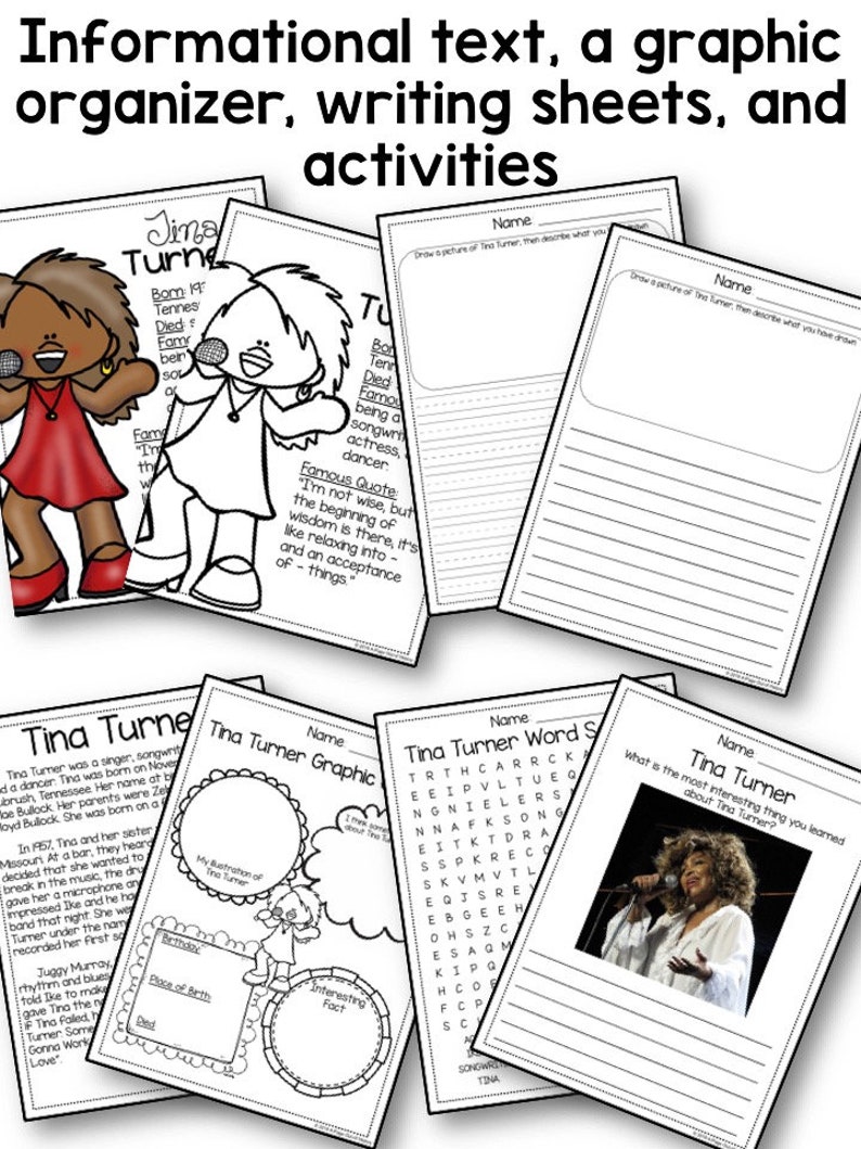 Tina Turner Biography Unit Pack | 3-5 | Homeschool | Social Studies ...