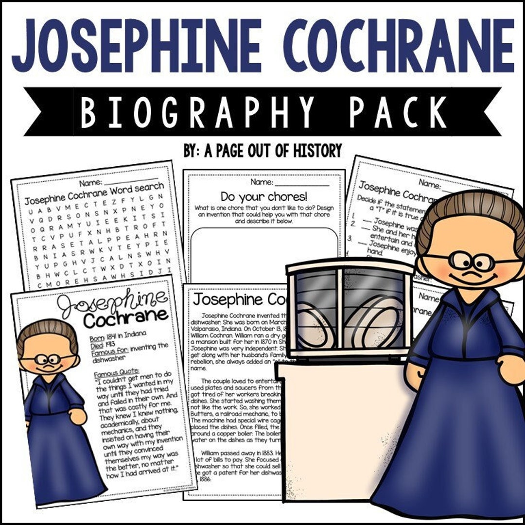 Josephine Cochrane Biography Unit Pack | 3-5 | Homeschool | Social ...