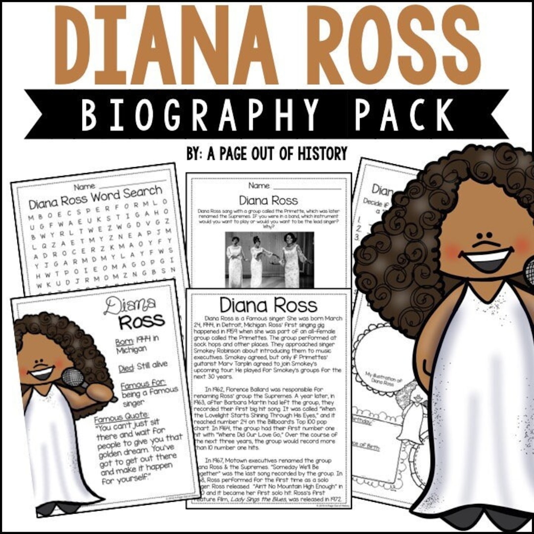 Diana Ross Biography Unit Pack 3-5 Homeschool Social Studies Printable ...