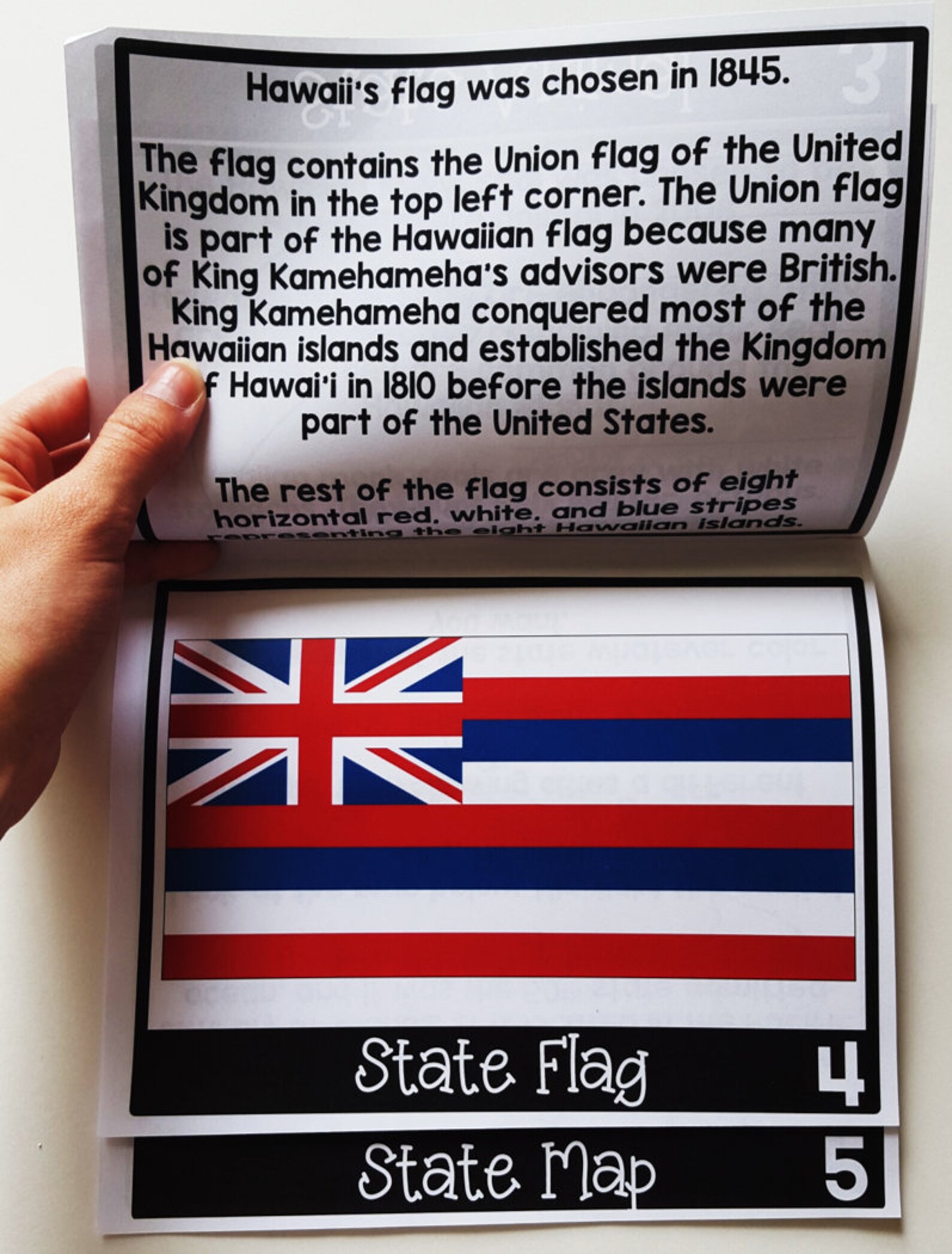 Hawaii State Fact Sheet Flipbook: Zustand Symbole, Karte, Flagge ...