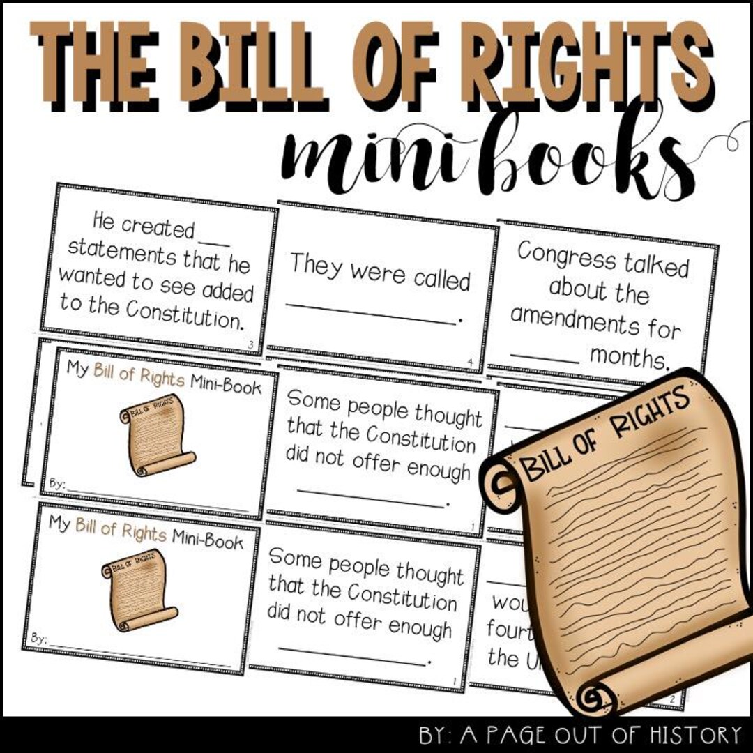 Bill of Rights Mini Books for Social Studies - Etsy