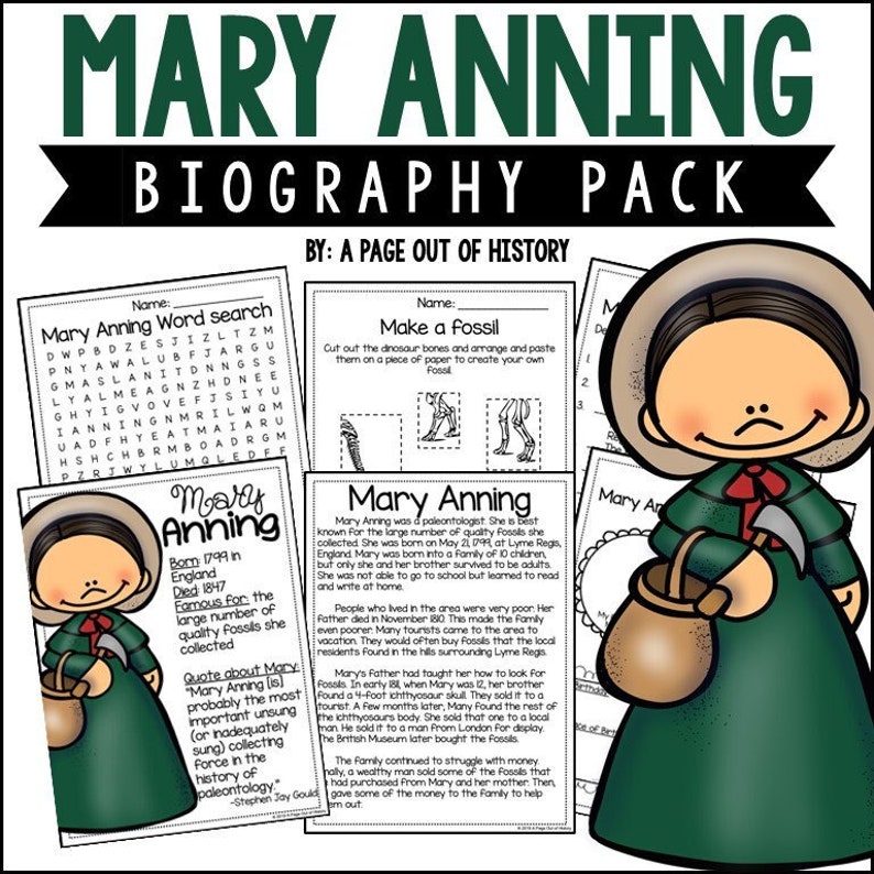 Mary Anning Biography Unit Pack | 3-5 | Homeschool | Social Studies ...