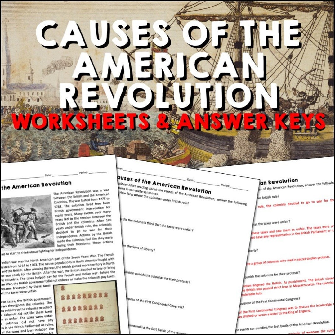 Causes of the American Revolution Reading Worksheets and Answer Keys ...