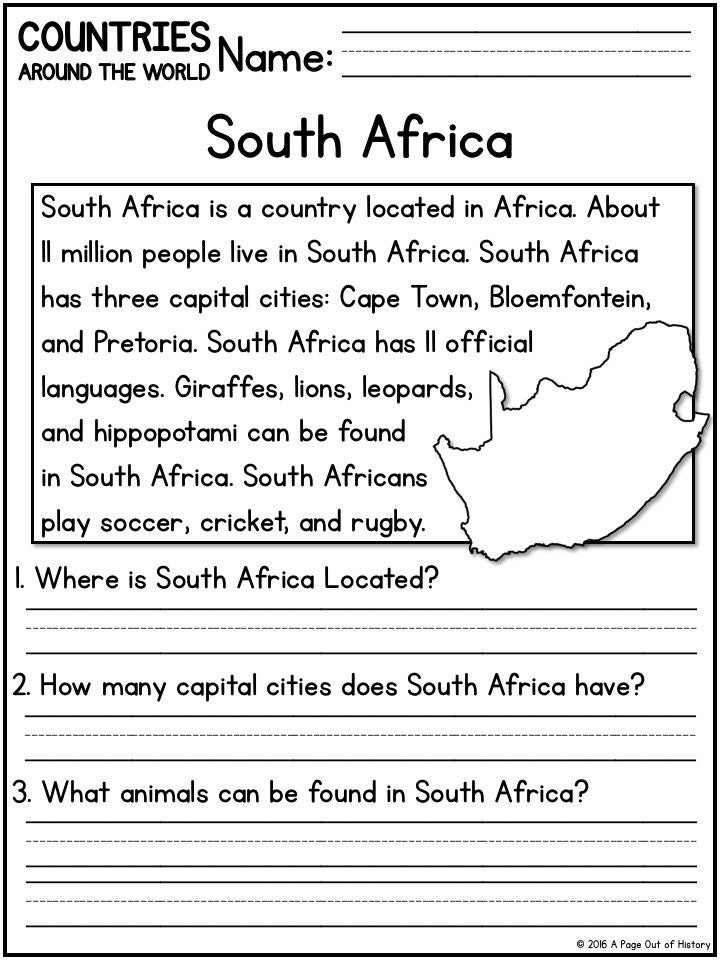 Countries Around the World Reading Comprehension Passages K-2 | Etsy