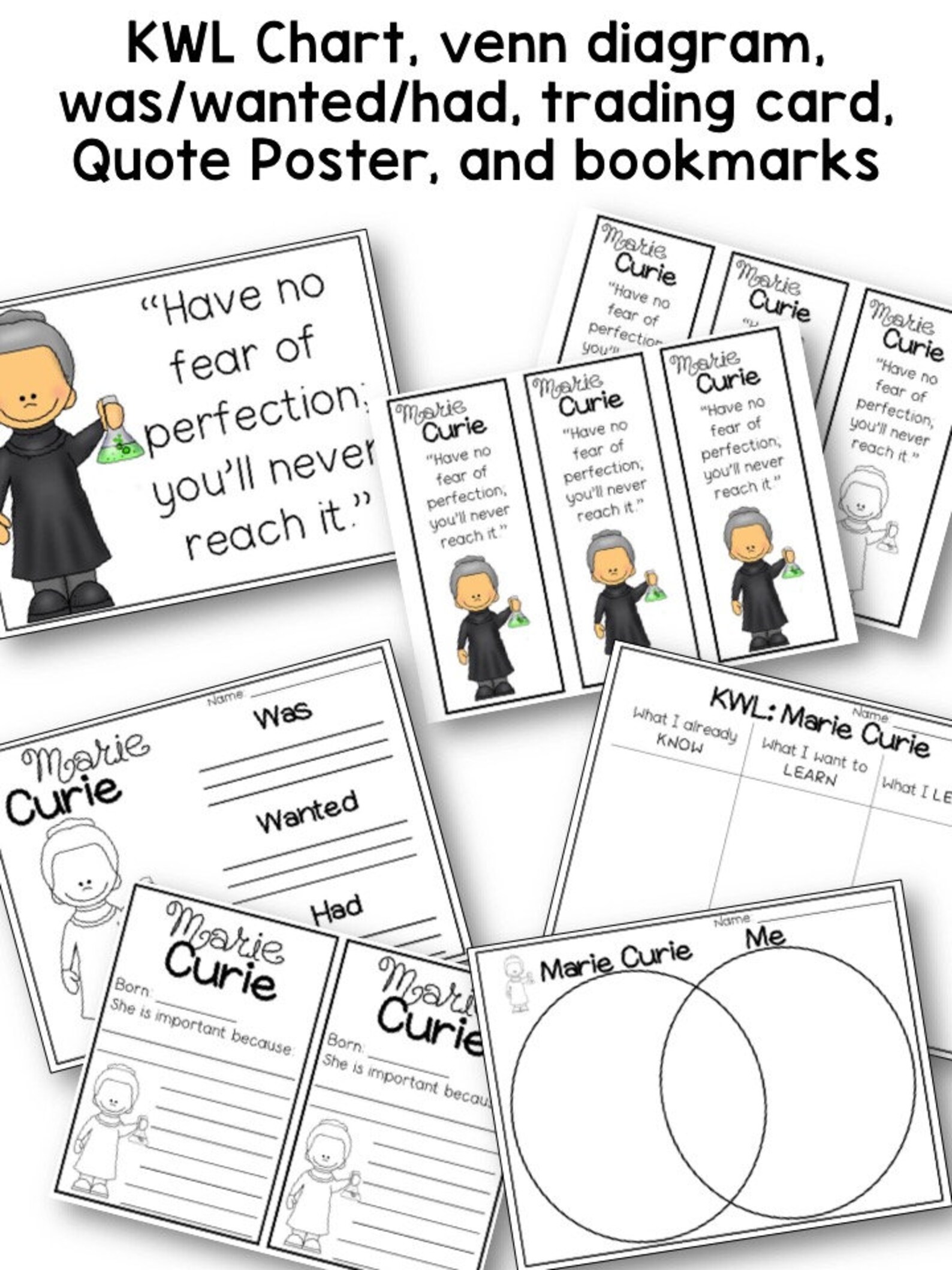 Marie Curie Biography Unit Pack | 3-5 | Homeschool | Social Studies ...