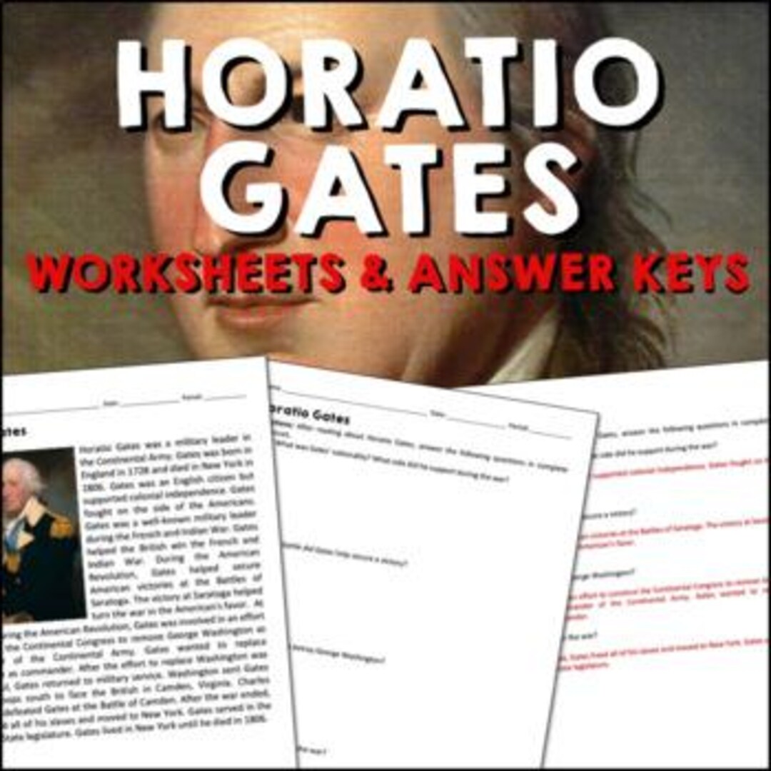 Horatio Gates American Revolution Reading Worksheets, Homeschool ...