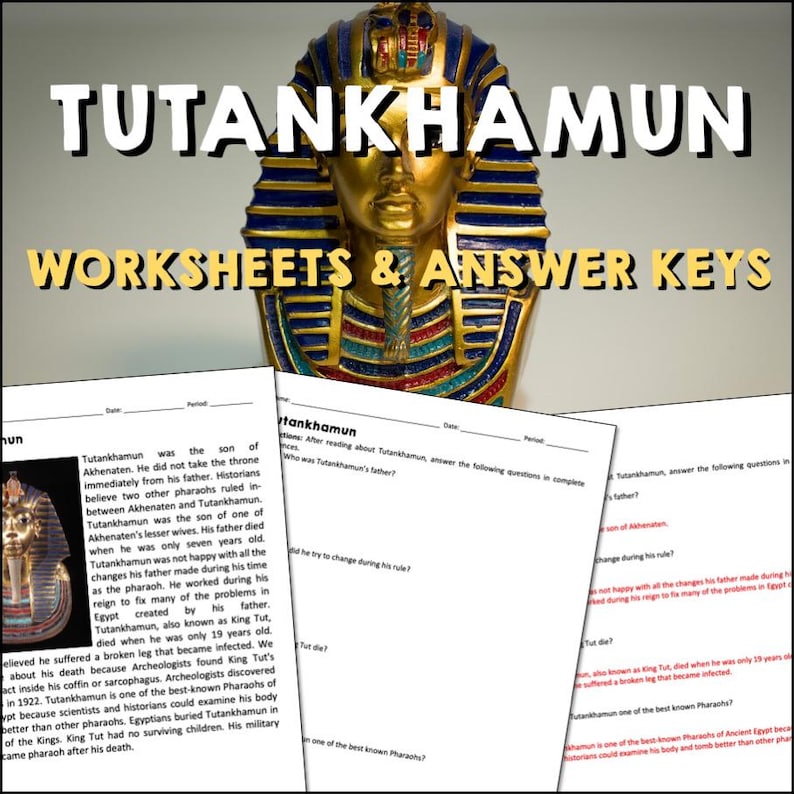 Tutankhamun Pharaoh Ancient Egypt Reading Worksheets and Answer Keys - Etsy