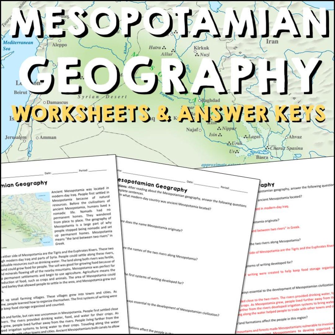 Mesopotamian Geography Reading Worksheets and Answer Keys - Etsy