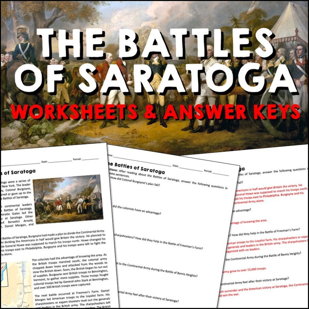 Battles of Saratoga Reading Worksheets and Answer Keys | 6-12 ...