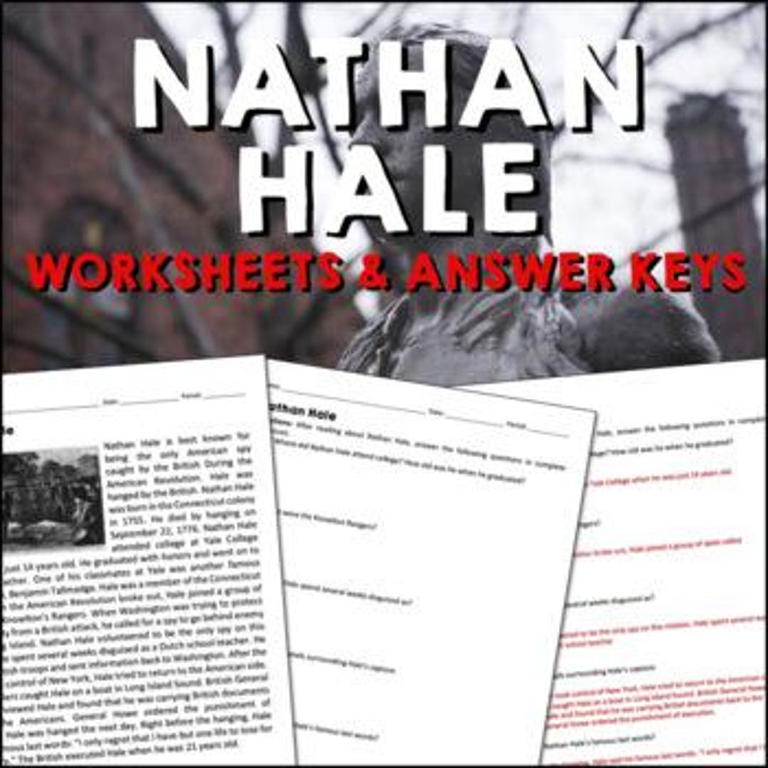 Nathan Hale American Revolution Reading Worksheets and Answer Keys ...