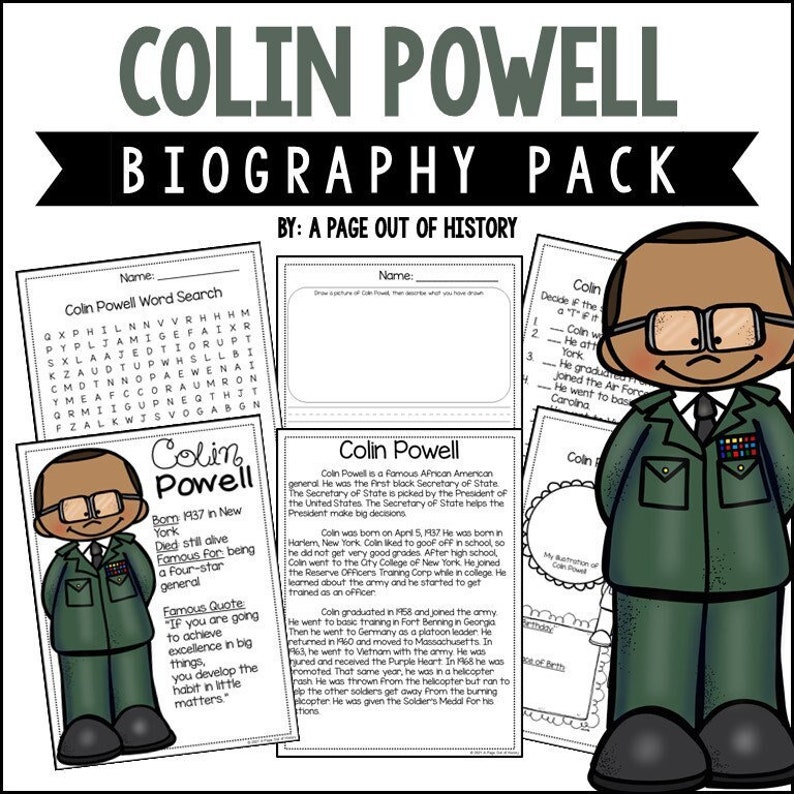 Colin Powell Biography Unit Pack | 3-5 | Homeschool | Social Studies ...